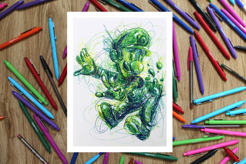 Gooigi Ballpoint Pen Scribble Art Print – The Scribble Shop