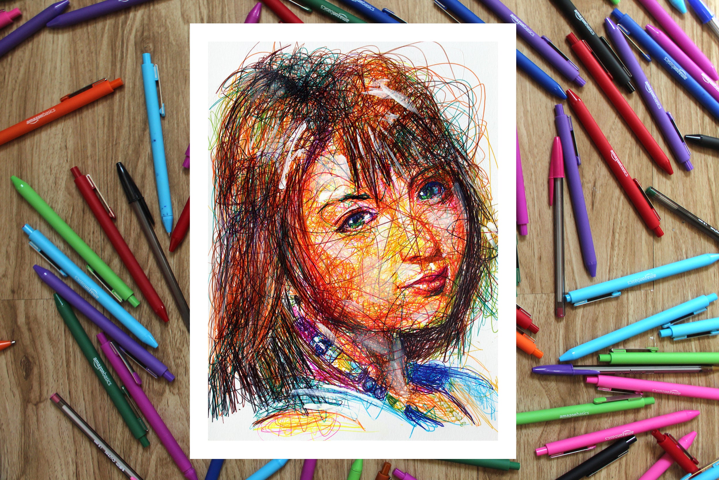 Yuna Ballpoint Pen Scribble Art Print – The Scribble Shop